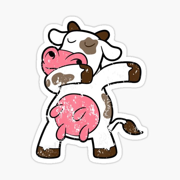 "Cow Animal Dabbing Dab Dancing Vintage Retro Distressed" Sticker for ...