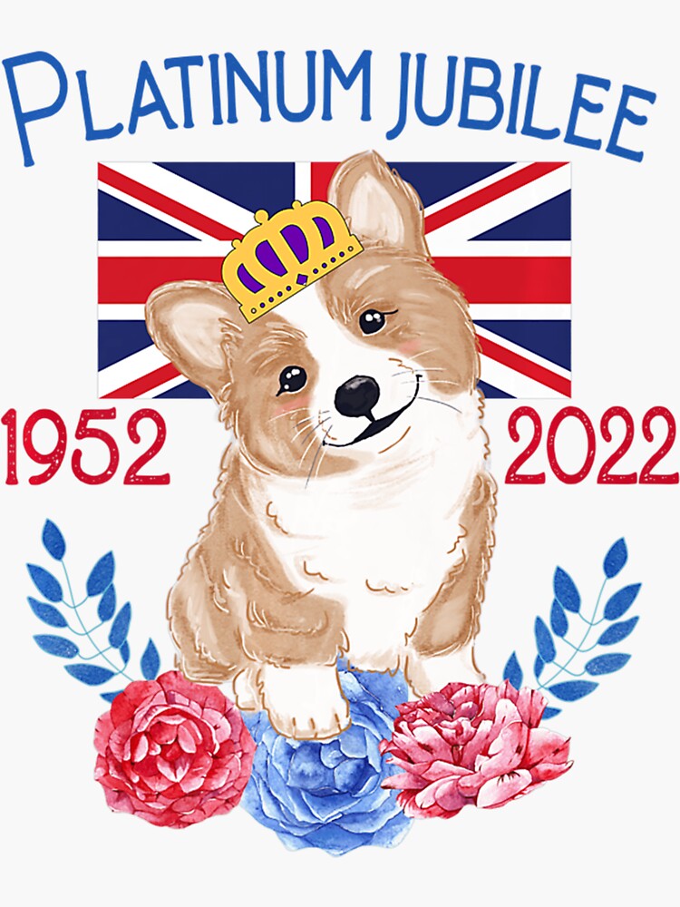 "Queen Platinum Jubilee Corgi Queens Jubilee Celebration" Sticker for ...