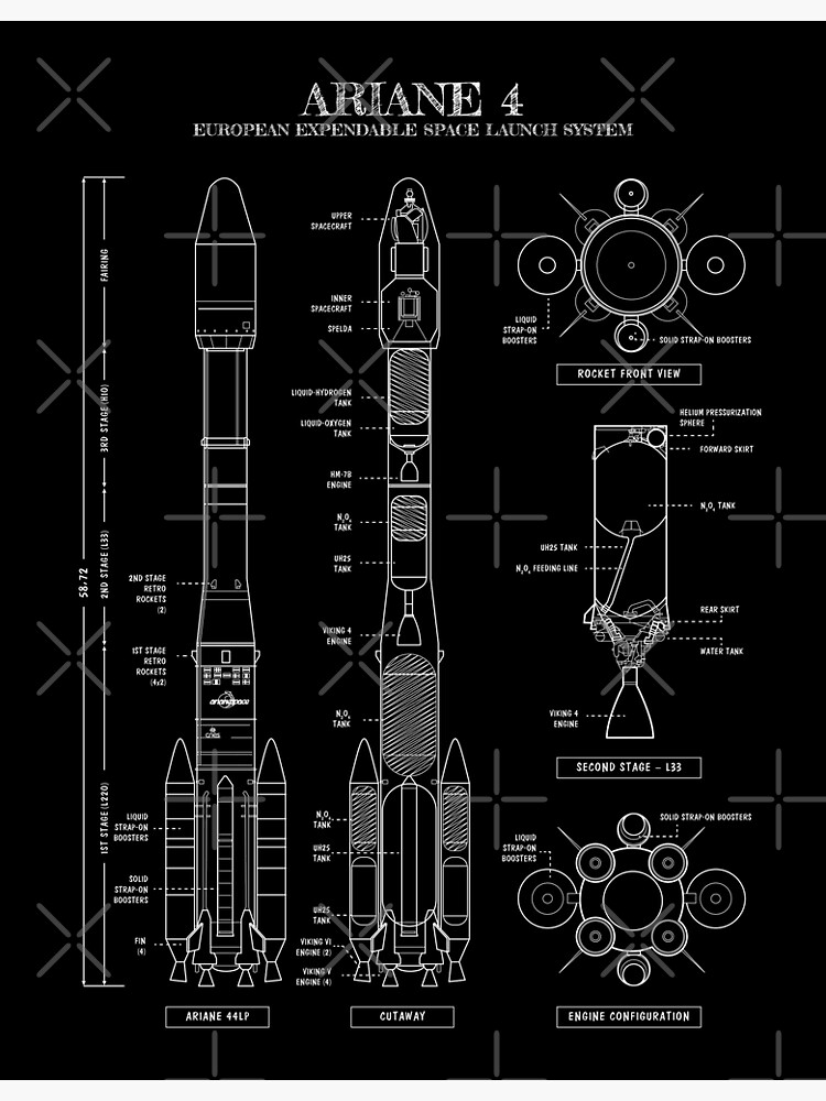 Ariane 4 (White Stencil - No Background) Vertical Version Premium Matte ...