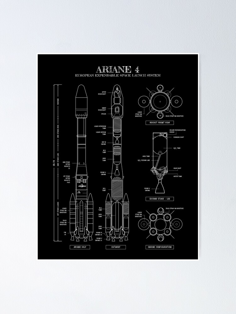 "Ariane 4 (White Stencil - No Background) Vertical Version" Poster for ...