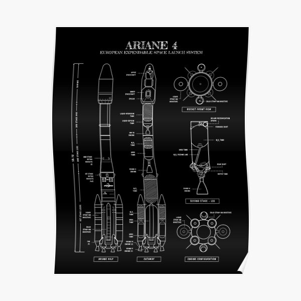 "Ariane 4 (White Stencil - No Background) Vertical Version" Poster for ...