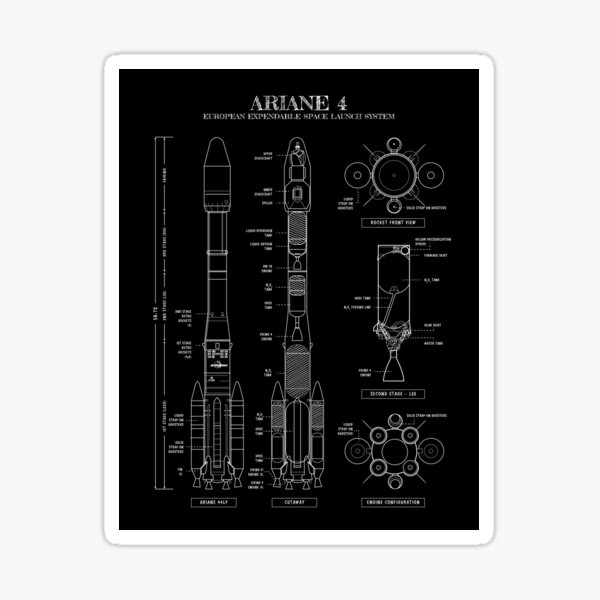 "Ariane 4 (White Stencil - No Background) Vertical Version" Sticker for ...