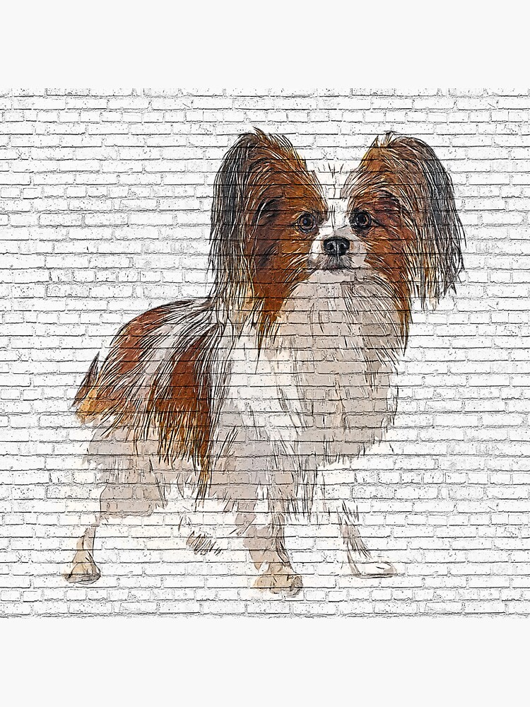 "So Cute Papillon Dog - Custom Pet Portrait Art Studio" Sticker for ...