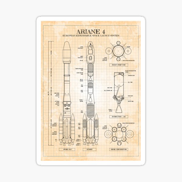 "Ariane 4 (Old Blue Grid) Vertical Version" Sticker for Sale by BGALAXY ...