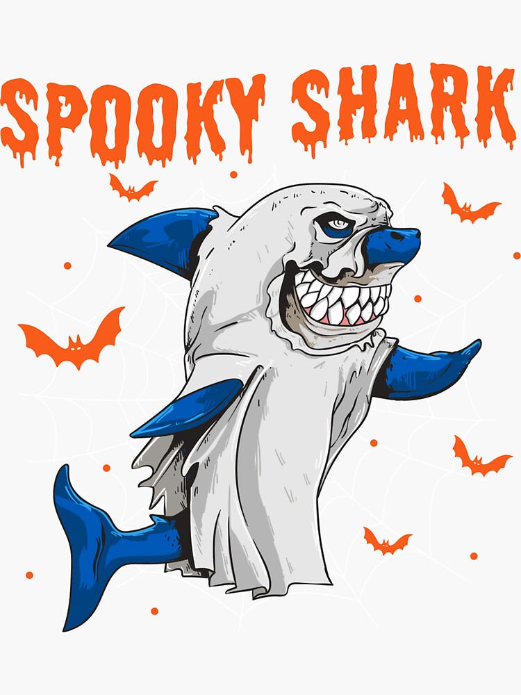 "Spooky Shark Funny Halloween Shark Costume" Sticker for Sale by ...