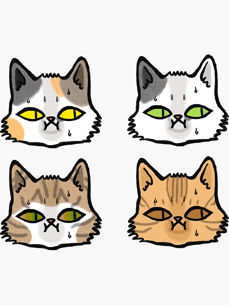 "set of Embarrassed cat 2" Sticker for Sale by zitten | Redbubble