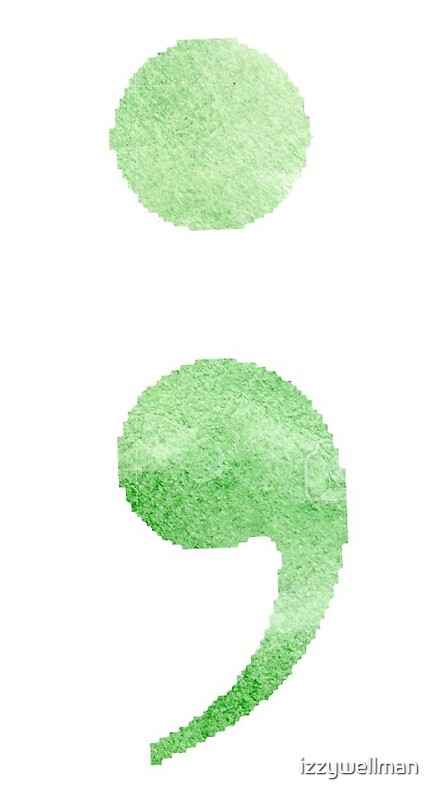 "Semicolon - Green Watercolor" by izzywellman | Redbubble