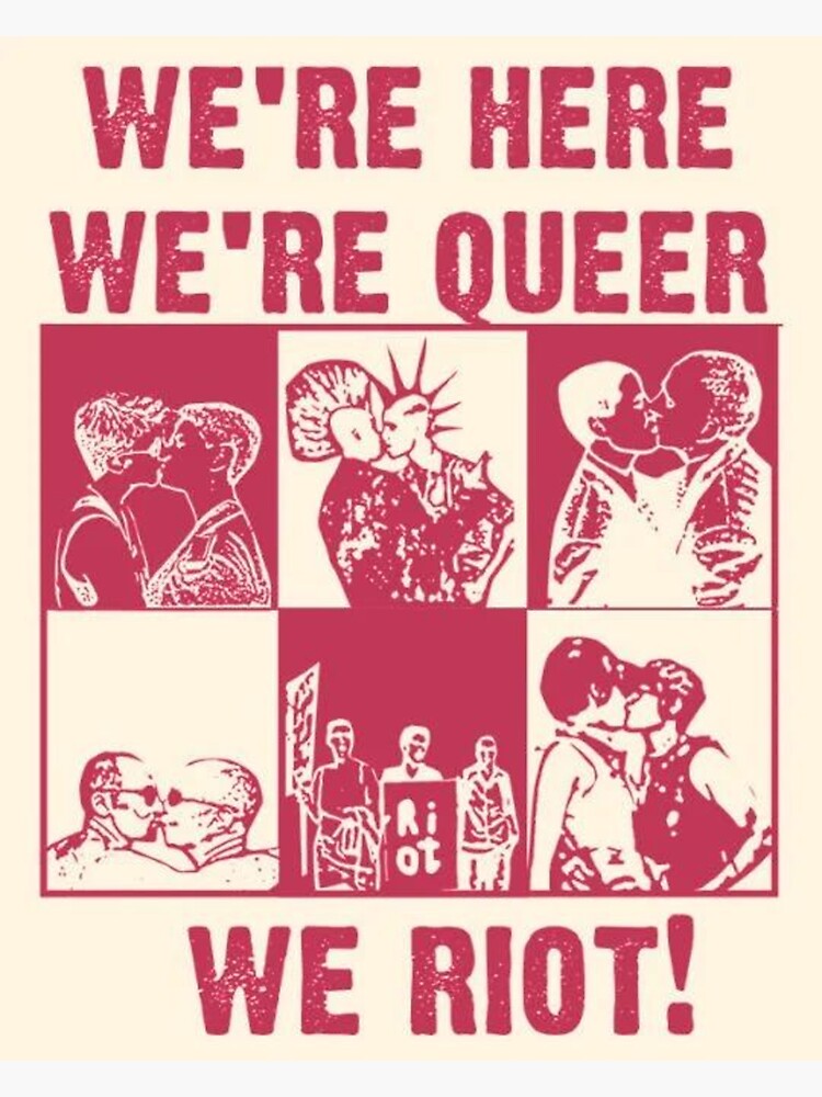 "We are here we are queer we riot " Sticker for Sale by tasshop | Redbubble