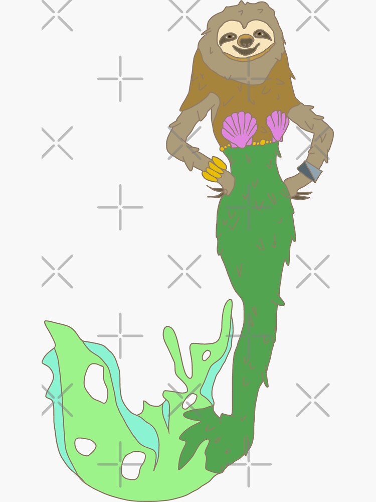 "Sloth Fish Mermaid" Sticker for Sale by notsniwart | Redbubble