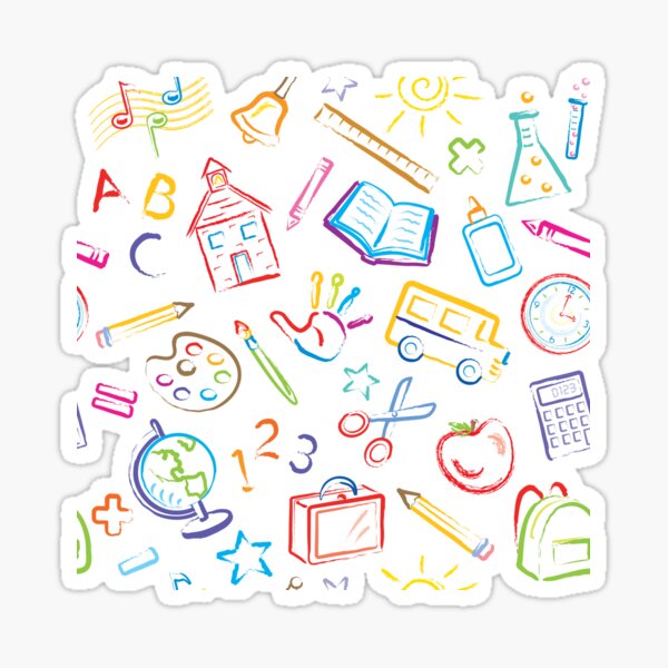 "Seamless hand-drawn school elements background" Sticker for Sale by ...