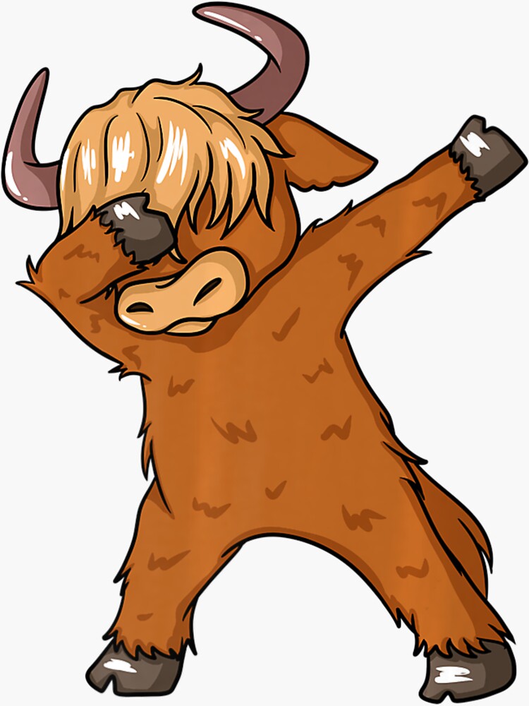 "Scottish Highland Cow Cattle Ranch Dabbing Dab Dance Move" Sticker for ...