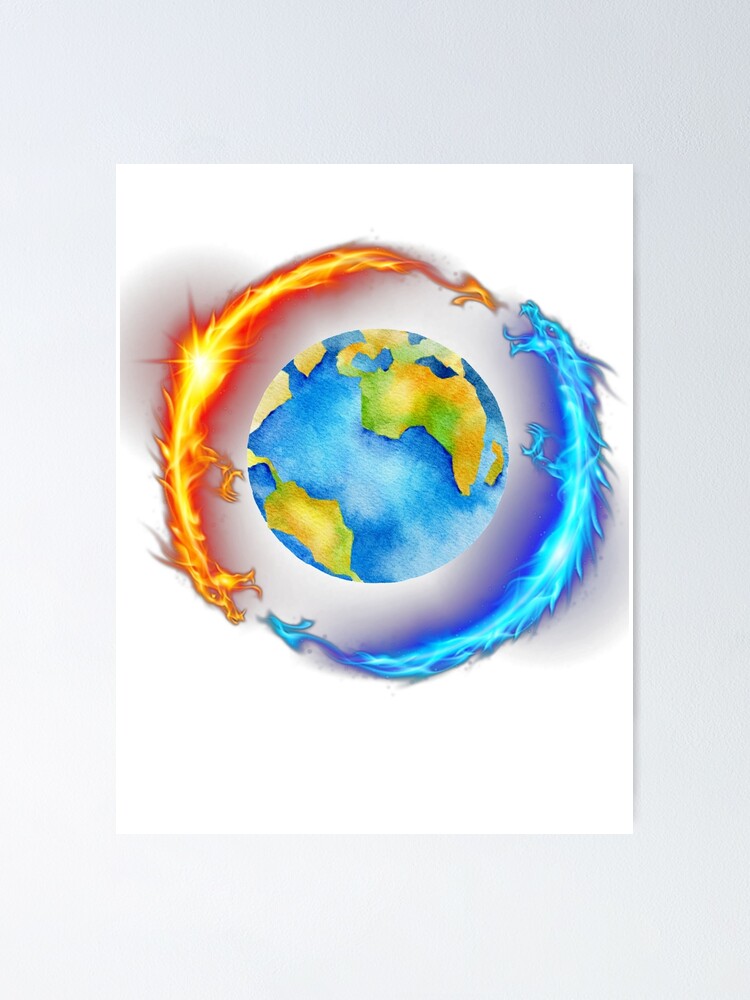"Rotating Ying Yang dragons around the Earth" Poster for Sale by ...