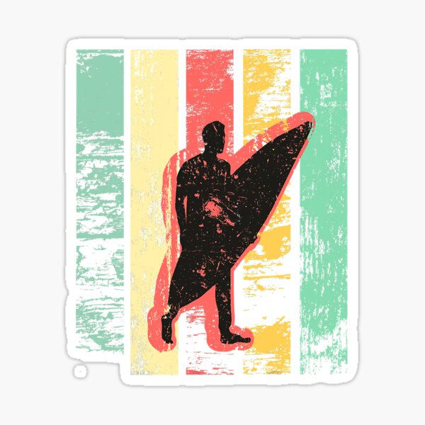 "California Retro Surf Vintage Van Surfer Surfing Distressed " Sticker ...