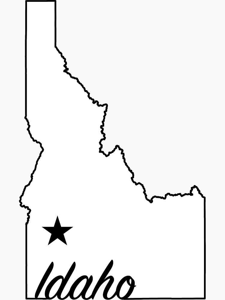 "Idaho -- US State (simple outline with capital star) " Sticker for Sale by ArchitectGrubb ...