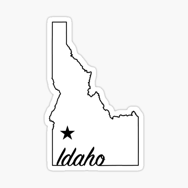 "Idaho -- US State (simple outline with capital star) " Sticker for ...