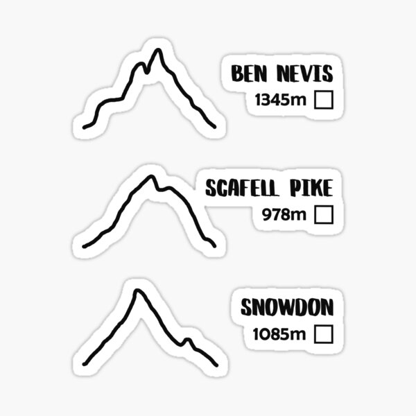 "Three Peaks Challenge Tick-Off" Sticker for Sale by zombiepossum ...
