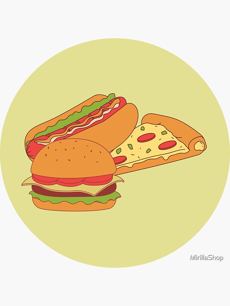 "FAST FOOD BEST FOOD" Sticker for Sale by MirillaShop | Redbubble