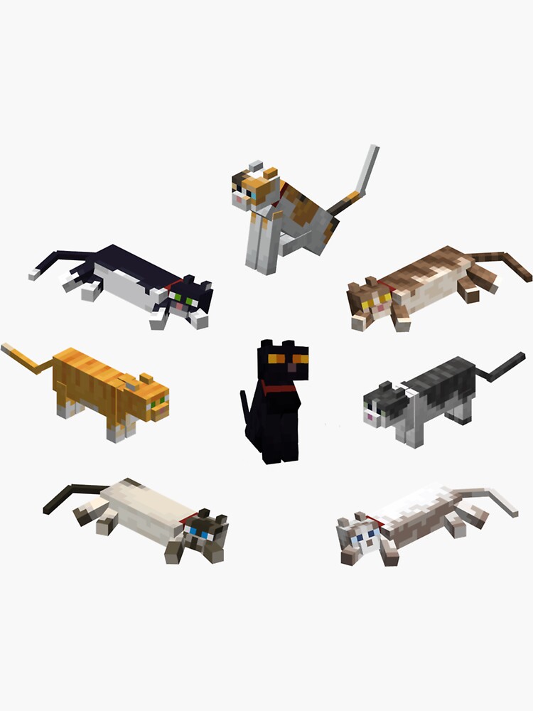 Minecraft Cat Pack Sticker For Sale By Boscioguidena Redbubble