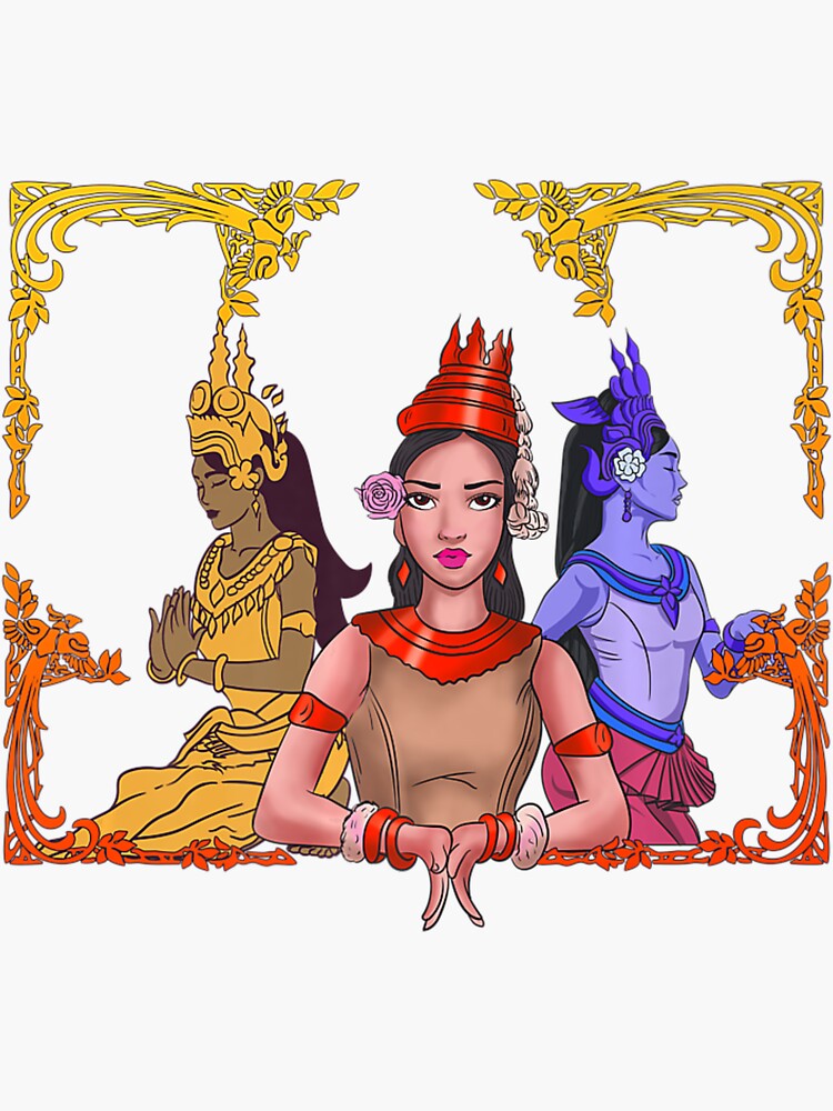 "Cambodia Cambodian Khmer Traditional Dance Apsara Temple" Sticker for ...