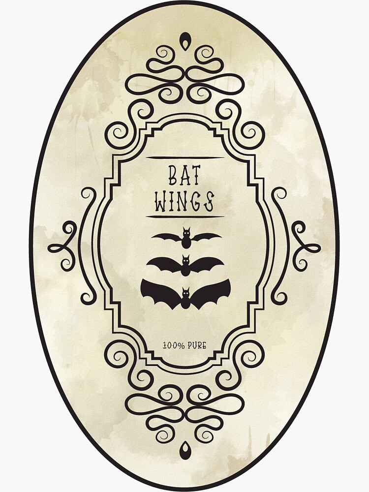"Bat Wings. Vintage Halloween Potion Label" Sticker for Sale by Kseniia ...