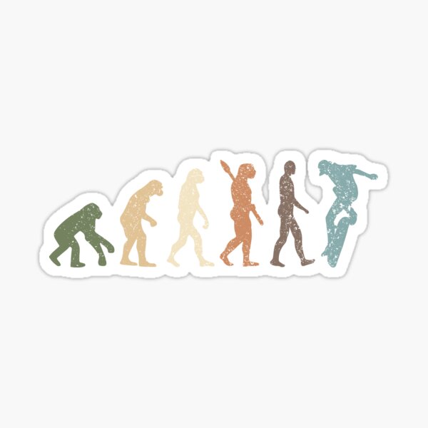 "Funny Retro Evolution Of Man Skateboard" Sticker for Sale by GCFULLA ...