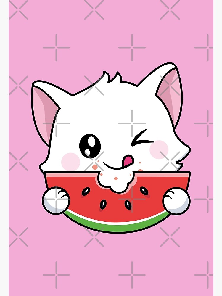 Póster «Gato come sandía | Día Nacional de la Sandía | Ilustración de ...