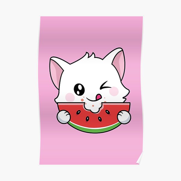 Póster «Gato come sandía | Día Nacional de la Sandía | Ilustración de ...