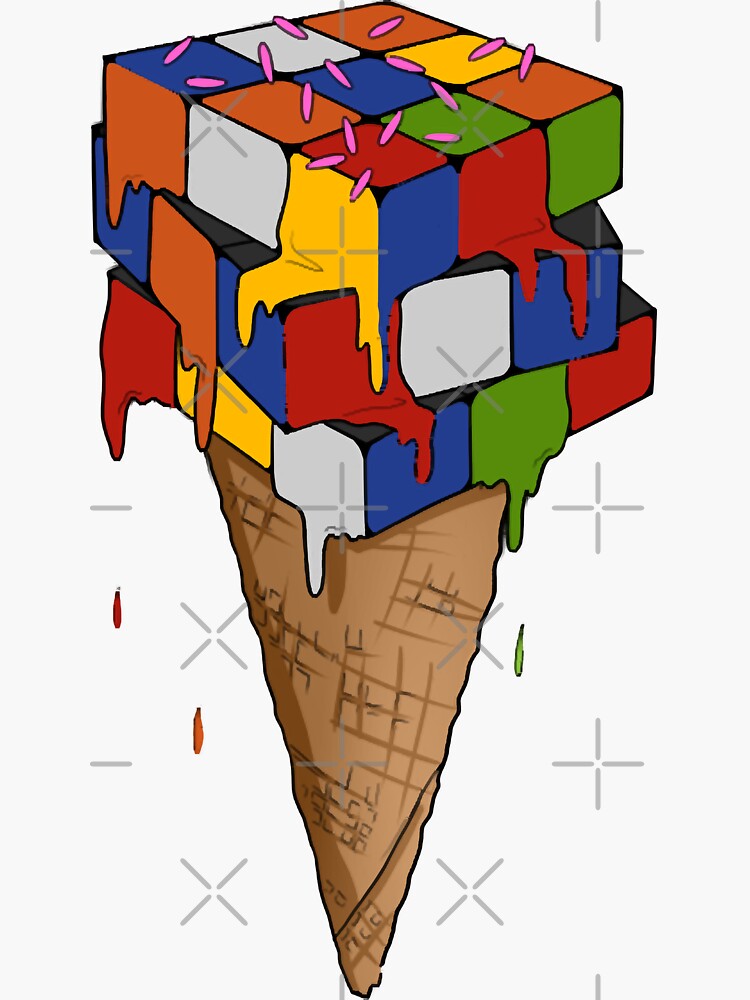 "Melting Cube Ice Cream Cone" Sticker for Sale by KarolinaPisarek ...