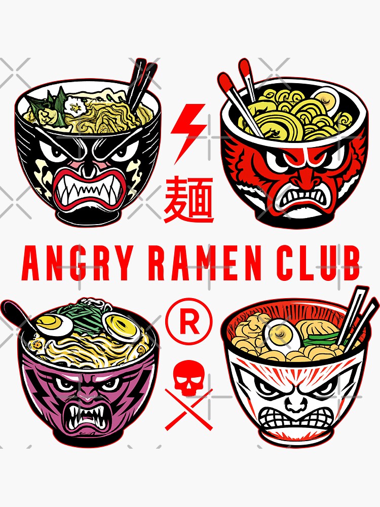 "Angry Ramen Club" Sticker for Sale by TimYe | Redbubble