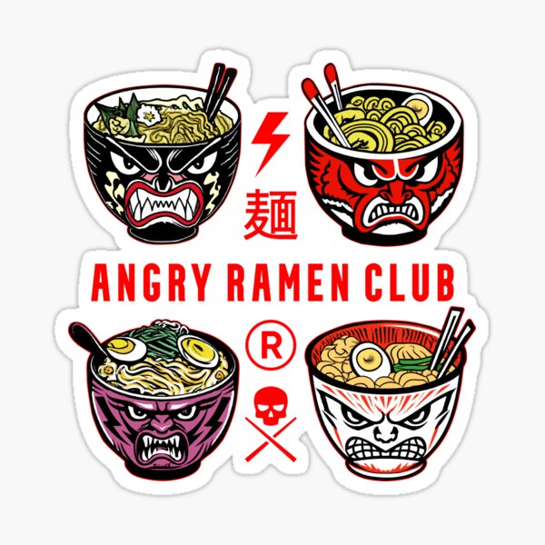 "Angry Ramen Club" Sticker for Sale by TimYe | Redbubble
