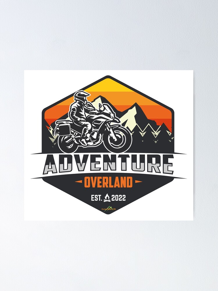 "Adventure Overland Motorcycle Sticker T-Shirt 01" Poster for Sale by ...