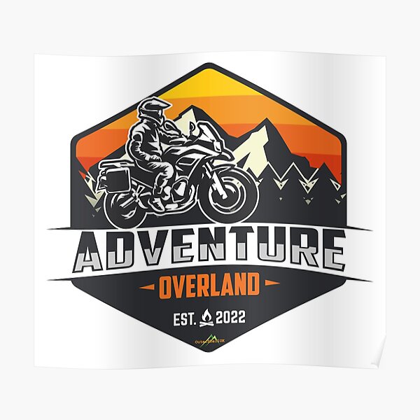 "Adventure Overland Motorcycle Sticker T-Shirt 01" Poster for Sale by ...