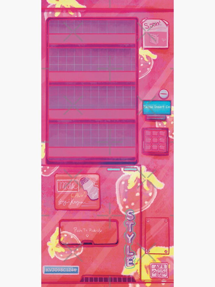 "Kawaii Empty Pink Vending Machine" Sticker for Sale by SSTOBIBI ...