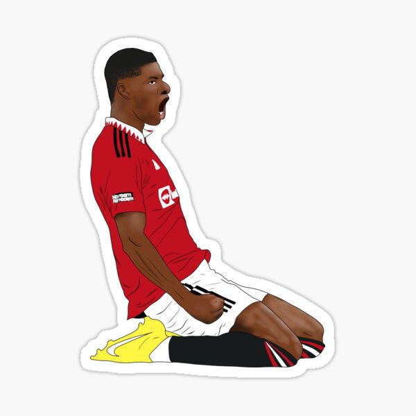 "Marcus Rashford Knee Slide Goal Celebration 22" Sticker for Sale by ...