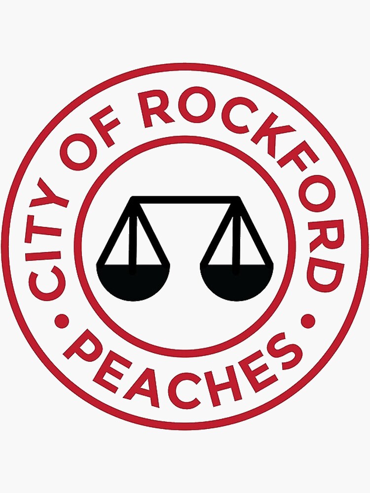 "Rockford Peaches Logo" Sticker for Sale by ButterfliesT | Redbubble
