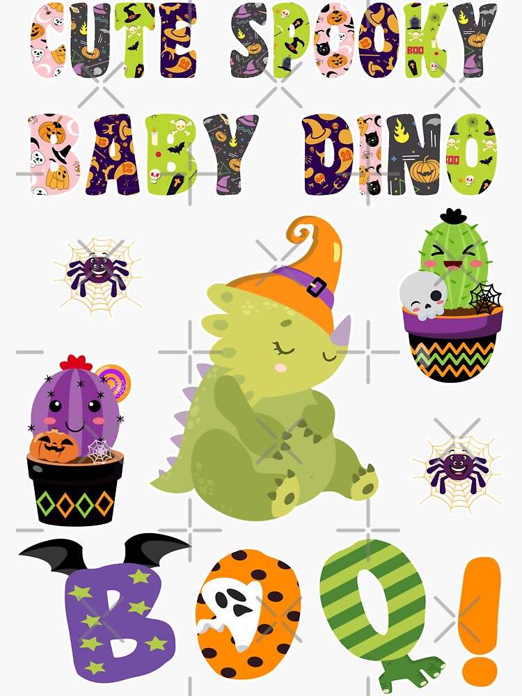"Cute Spooky Baby Dino Halloween Boo 3" Sticker for Sale by madrigenum ...