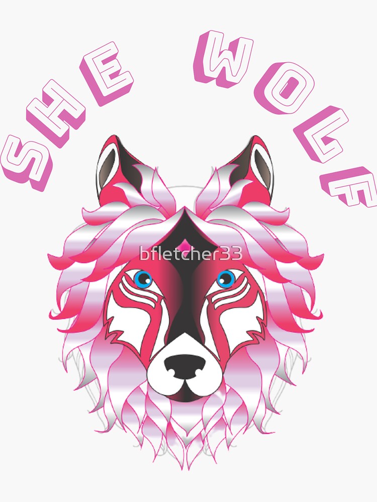 "Pretty Pink Lady She wolf Design. Feminine Image For All ages" Sticker ...