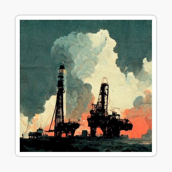 "OIL RIGS" Sticker for Sale by AIARTWORKSs | Redbubble