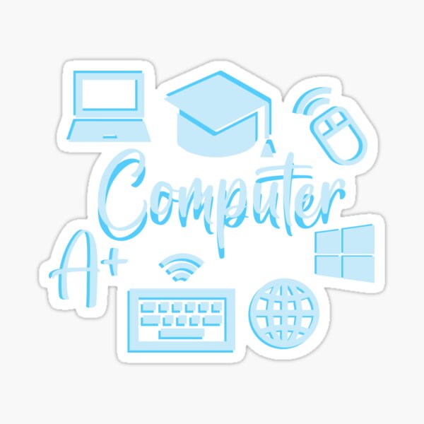 "Light Blue Computer School Subject" Sticker for Sale by RedHotWears ...