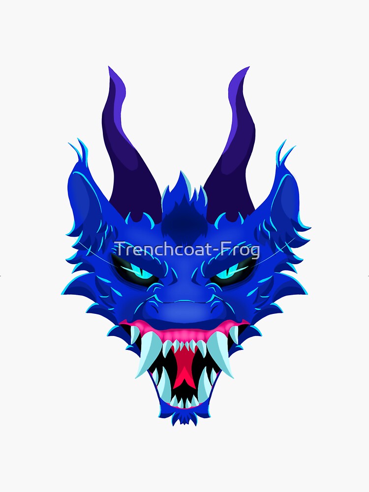 "angry blue dragon (original design by trenchcoat-frog)" Sticker for ...