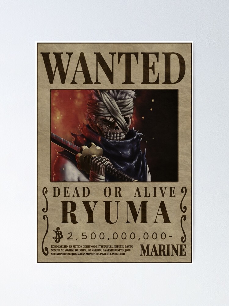 "Ryuma Wanted One Piece Sword God Bounty Poster" Poster for Sale by ...