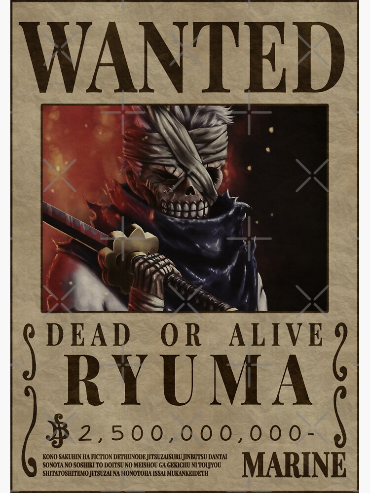 "Ryuma Wanted One Piece Sword God Bounty Poster" Sticker for Sale by ...