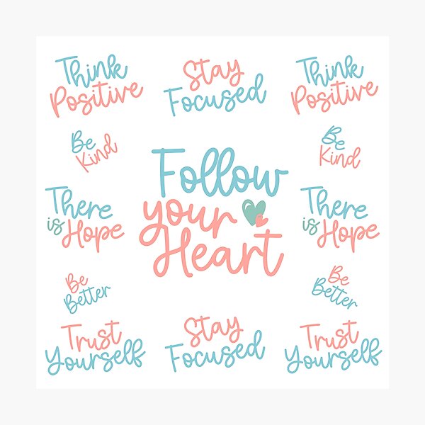 "Follow Your Heart Inspirierende positive Worte Aufkleber / Motivieren ...