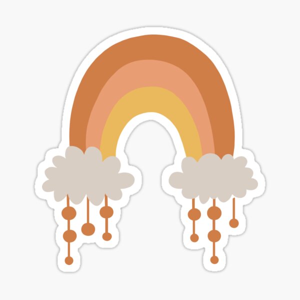 "Earthy Pastel Colors Boho Rainbow With Clouds" Sticker for Sale by ...