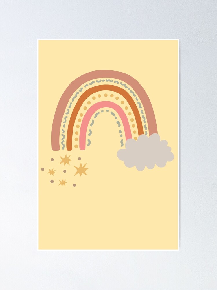 "Earthy Pastel Colors Boho Rainbow With Clouds" Poster for Sale by ...