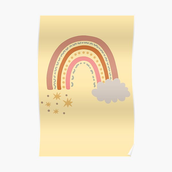 "Earthy Pastel Colors Boho Rainbow With Clouds" Poster for Sale by ...