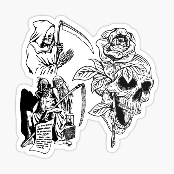 "Skull With Rose And Death" Sticker for Sale by ArtOfStars | Redbubble