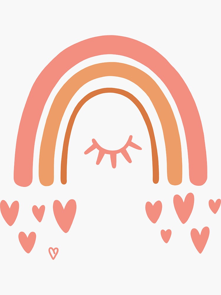 "Earthy Pastel Colors Boho Rainbow Raining Hearts" Sticker for Sale by ...