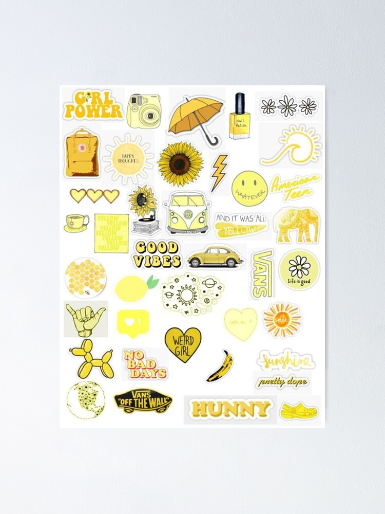 "Hydro Stickers Aesthetic Yellow accent" Poster for Sale by ...