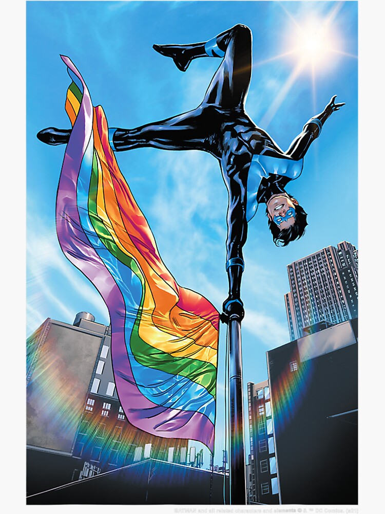 "DC Comics Pride Nightwing Flag Flip" Sticker for Sale by ...